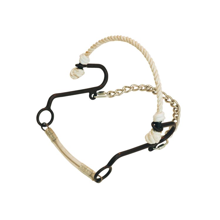 SHORT HACKAMORE FERRO BRUNITO RAWHIDE METALAB. Amahorse Trading srl